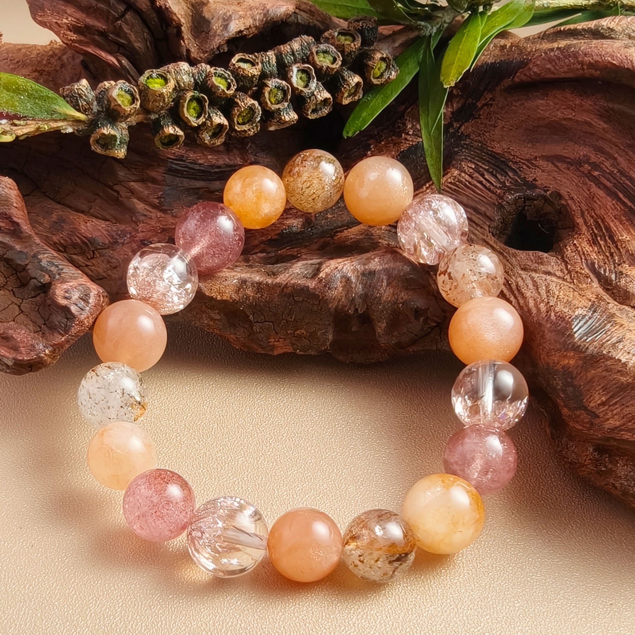 Natural Hematoid Fire Quartz Bracelet – Vitality, Balance & Clarity